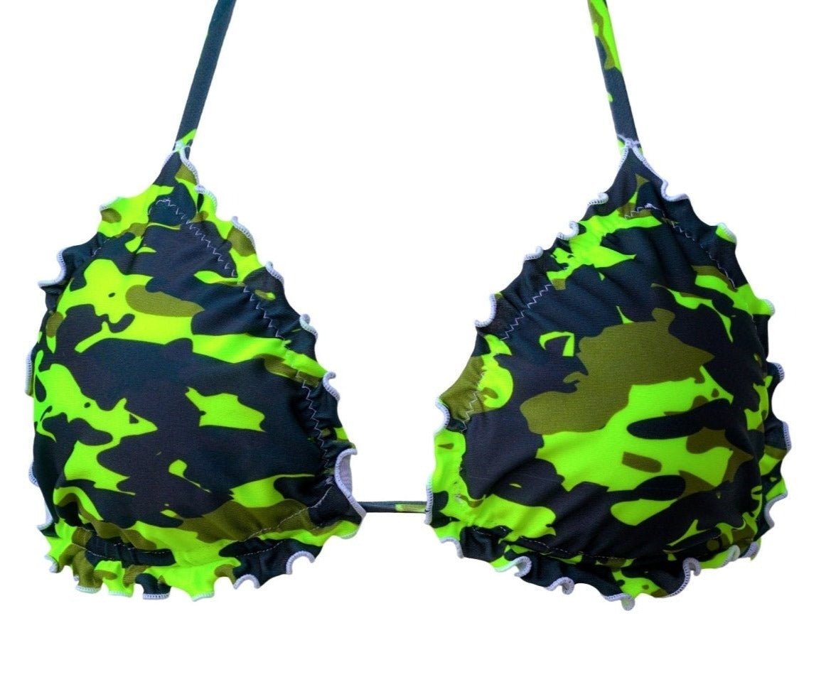 Triangle Top Commando Neon Green Camo | SixBikini – Six Bikini